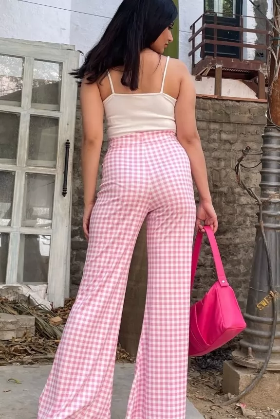 Trending Pink Checkered Pant Set | Street Style Store | SSS
