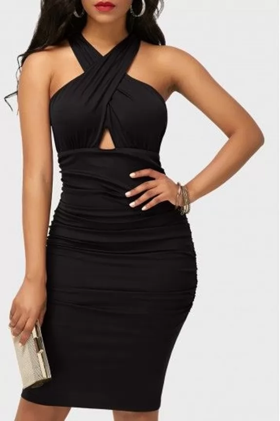 Halter neck body cone Black Dress | Street Style Store | SSS