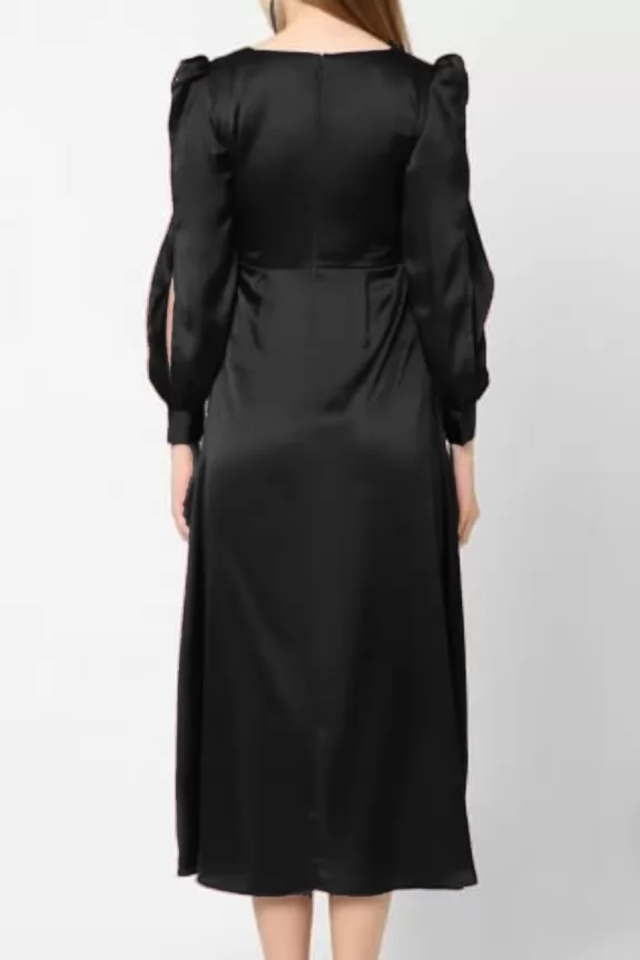 Black Satin long full sleeve dress | Street Style Store | SSS