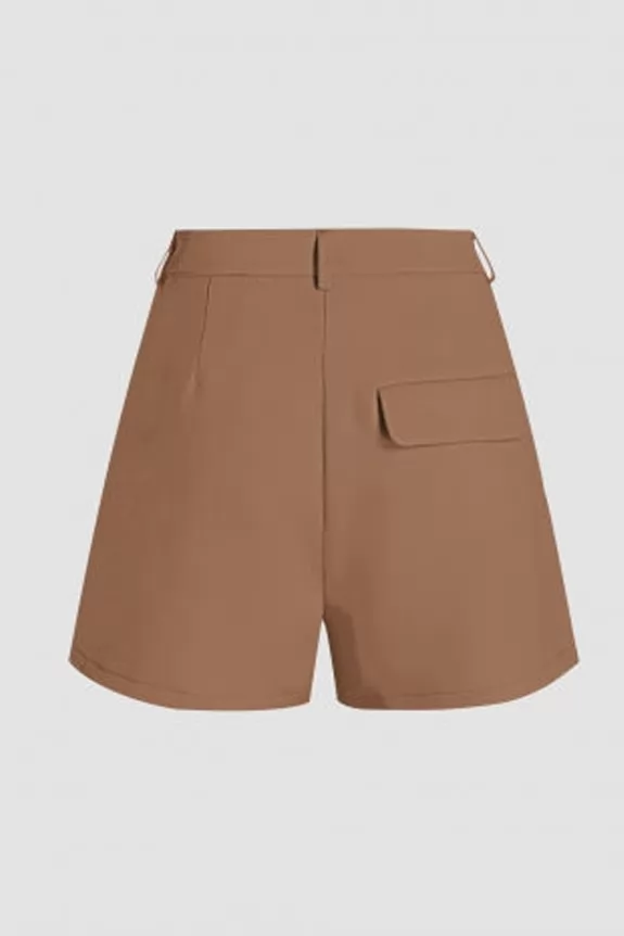 Pleated Button Straight Leg Shorts | Street Style Store | SSS