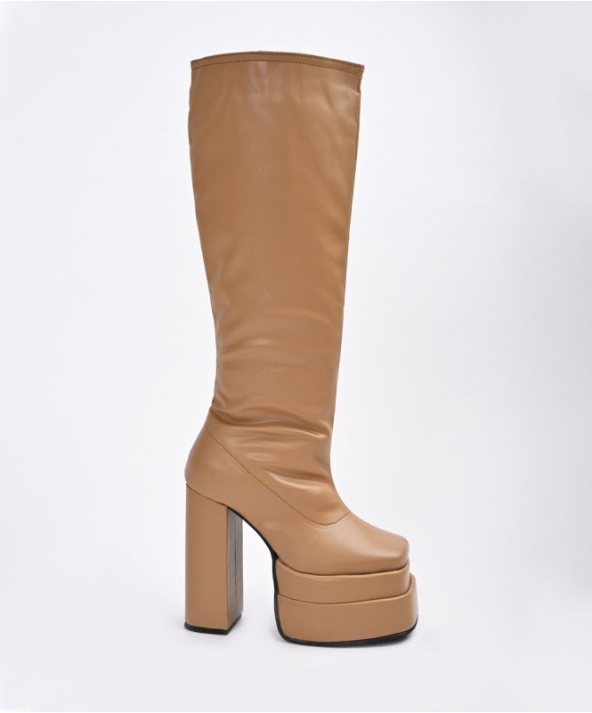 The chic brown long platform boots | Street Style Store | SSS